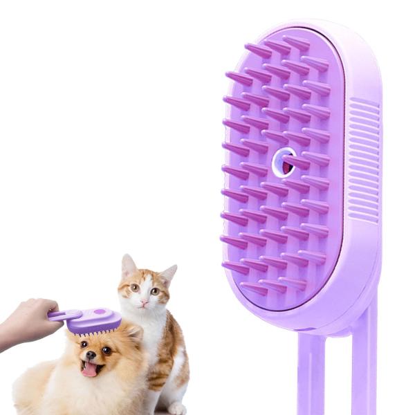 カ ラー：パプルー・【2025年改良版・スチーム猫ブラシ】ブラッシングが苦手な猫ちゃんにもぴったりな、最新型スチームブラシ柔らかく肌に優しいシリコン素材を使用し、嫌がらずにお手入れができます手にしっかりフィットするデザインで、長時間使っても...