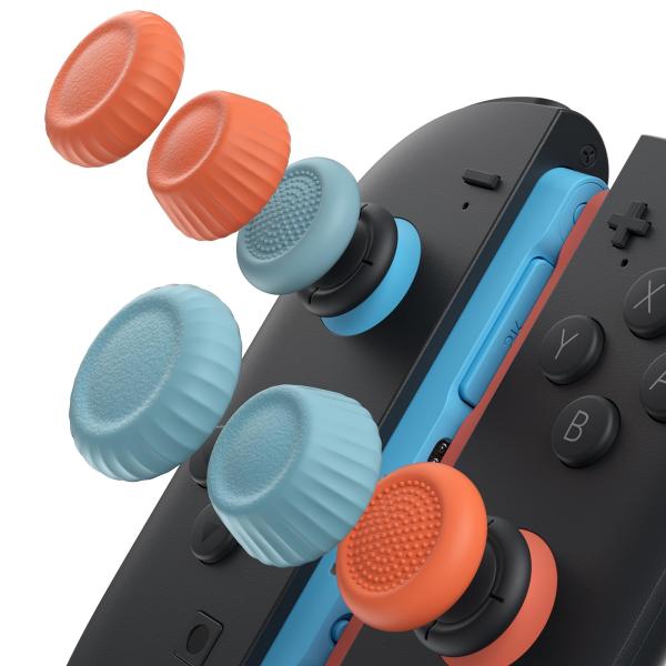 カ ラー：ブルーとオレンジスタイル：Modern【Switch 2専用設計】これらのスティックカバーはSwitch 2専用に精密設計されており、ゲーム中もしっかりフィットして安定したグリップを実現しますご注意：Switch 2（2025）の...