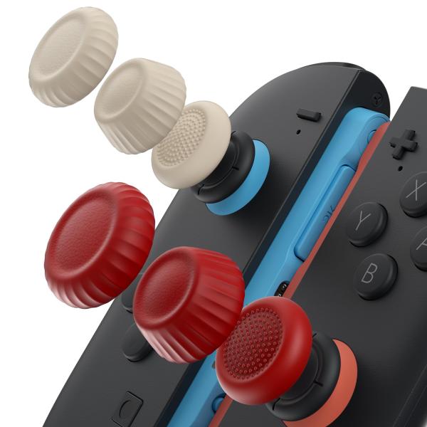 カ ラー：赤＋ベージュ（レッド＋ベージュ）スタイル：Modern【Switch 2専用設計】これらのスティックカバーはSwitch 2専用に精密設計されており、ゲーム中もしっかりフィットして安定したグリップを実現しますご注意：Switch ...