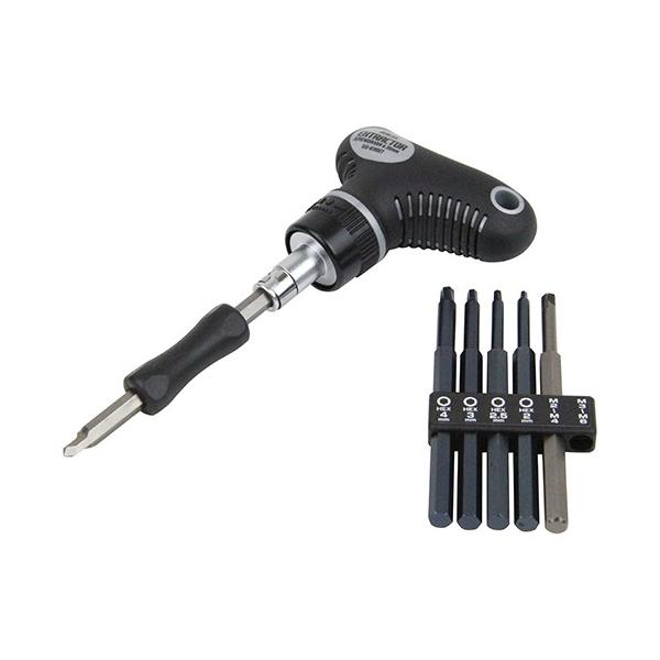 用途ネジ溝のつぶれたネジの取り外し。 機能・特徴20山ギアラチェット機構内蔵で手首の反復動作だけで、握り直さず連続作業が出来ます。M2〜M6の皿ネジ・ナベネジ・トラスネジ、六角対辺2〜4mmの六角穴付ボルト・六角穴付止めネジ・六角穴付皿ボル...