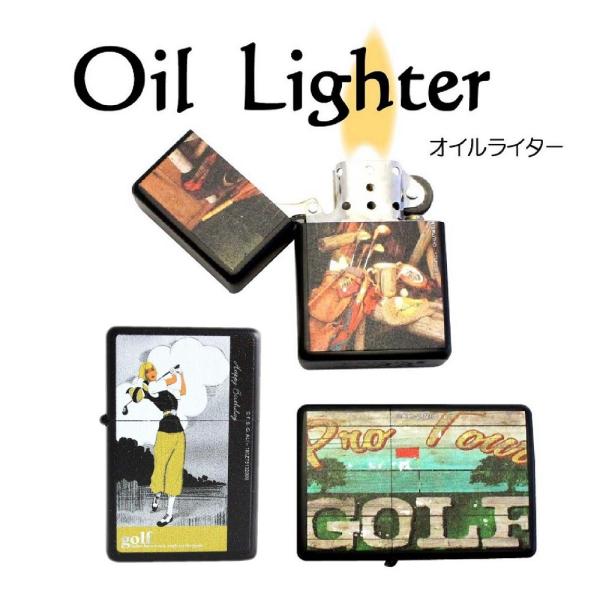 アンティークなゴルフイラストが描かれたオイルライターです。ゴルフが趣味の方への誕生日・記念日ギフトにいかがですか。決済画面にて無料ラッピングをご選択いただけます。本体はマットな艶消しブラック。オイルは入っていません。■サイズ　H57ｘW39...