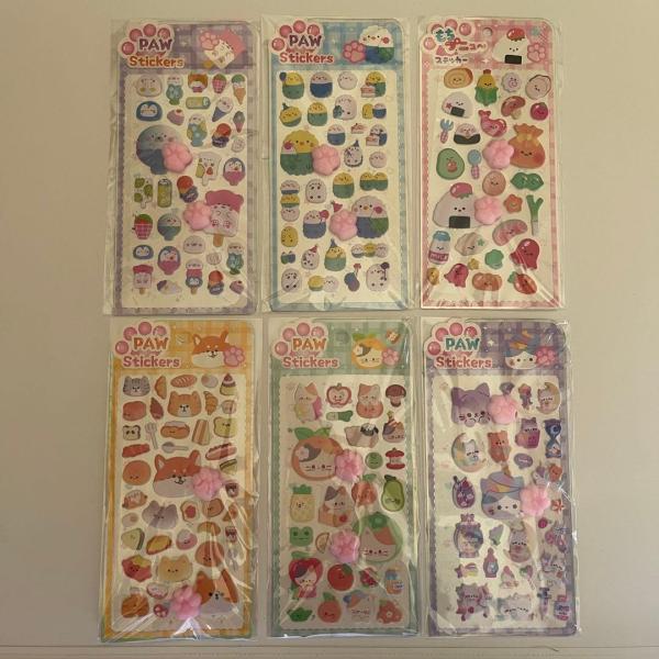 肉球シール6枚セットです。可愛い動物やスイーツなどのデザインがいっぱいで、手帳デコ、シール交換、工作、ご褒美シールにもぴったりです。【セット内容】肉球シール6枚【商品状態】新品・未使用・未開封【おすすめ用途】手帳／ノート／DIY／デコレーシ...