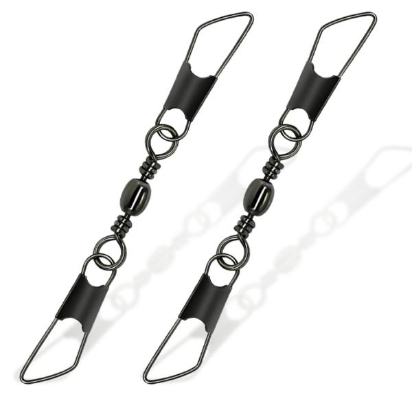 ダブルスナップサルカン 20個セット｜#7〜#16（ブラック）本製品は、ルアー・エサ釣り・ショア・船釣りまで幅広く使える 高回転バレルスイベル＋Wロックスナップ 構造の万能接続パーツです。高強度ステンレスに黒色ステルスコーティングを施し、反...