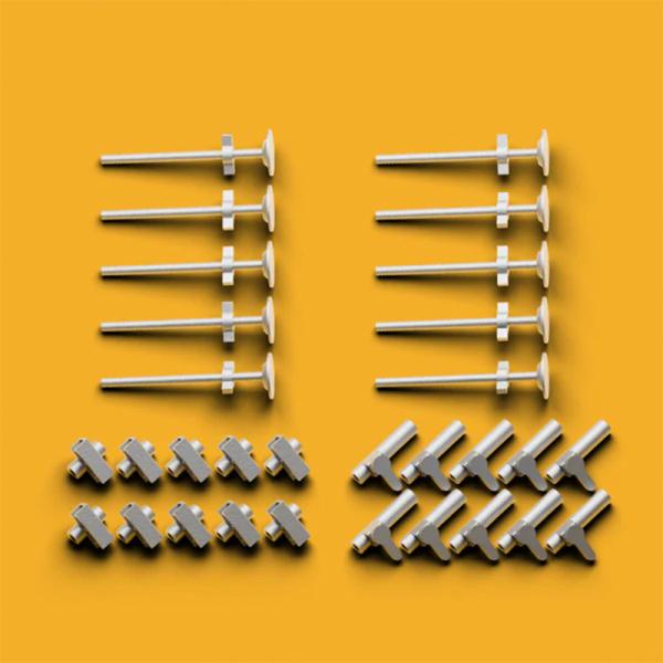 くさび式足場のAタイプを元にした1/10サイズの足場模型で、壁あてジャッキのセットです！・壁あてジャッキ　10個セット・壁あてジャッキ用ホルダー　10個セット・壁あてジャッキ用踏板ホルダー　10個セットからご選択ください。【足場規格】くさび...