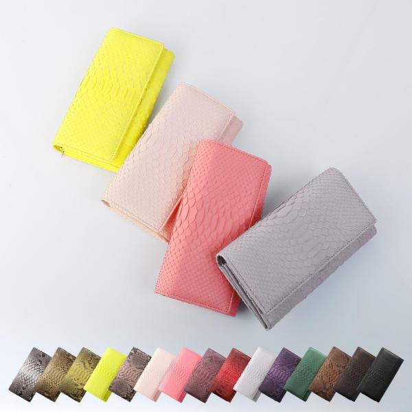 重量：約140g≪単位cm≫【サイズ】 横幅19/縦幅10/厚み3.5【素材】表側：ダイヤモンドパイソン内装：牛革、一部生地【原産国】ベトナム(縫製)【内側収納】・紙幣入れ×2 ・L字ファスナー小銭入れ×1 ・カードホルダー×16 ・ワイド...