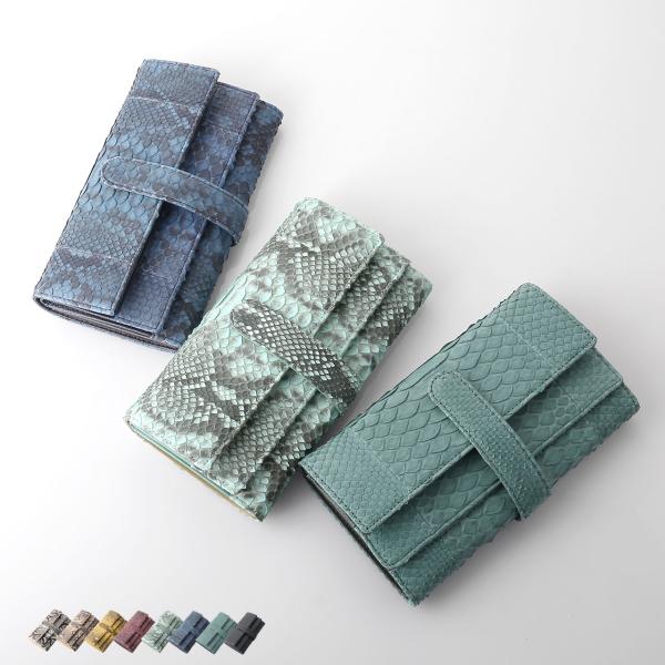 ［ wal1229 ］重量：約190g≪単位cm≫【サイズ】 横幅/縦幅/厚み 19/10.5/3.5【素材】表側：ダイヤモンドパイソン裏側：牛革、生地(カードホルダー内側)、一部合皮【原産国】ベトナム(縫製)【内側収納】・紙幣入れ×4・オ...