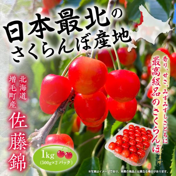 ※ 7月中旬順次配送いたします。※ 数量限定です。■商品名:北海道 増毛町産 さくらんぼ 佐藤錦■商品内容:1箱 1.0kg(500g×2P)■原産地:北海道 増毛町■賞味期限:生もののため、お早めにお召し上がりください。■保存方法:冷蔵保...