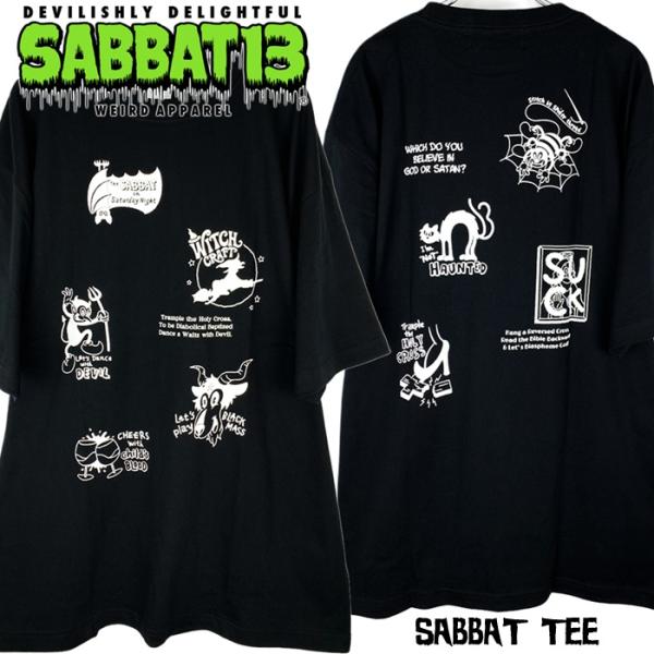 商品番号：SBT-ST-092ブランド名である「SABBAT」、その儀式にまつわるグラフィックをマルチプリント風に配置。5.6ozで程よい厚みの生地を採用したベーシックなTシャツ。掲載画像はXXLサイズになります。綿100%XL：着丈77c...