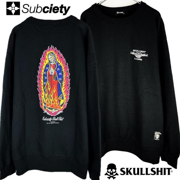 商品番号：105-31796「SKULLSHIT × Subciety / スカルシット × サブサエティ」限定コラボレーション第二弾12.4オンスの裏起毛生地を採用したプルオーバースウェット。左胸にはボーンシェイクハンドをプリントし、各ブ...