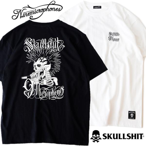 商品番号：125-40318「SKULLSHIT × NineMicrophones / スカルシット × ナインマイクロフォンズ」限定コラボレーション第二弾5.6オンスの天竺生地を採用したS/S TEE。左胸にはピンストライプタッチで描か...