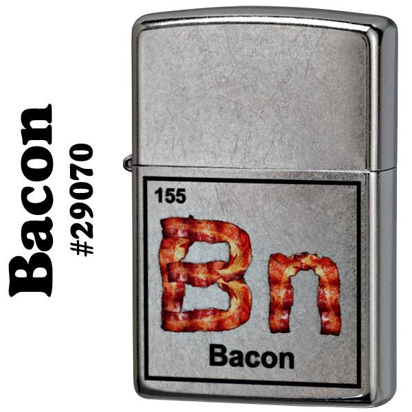 ZIPPO/Bacon Element #29070 Street Chrome2016年USA発売ジッポー社の定番ストリートクロームのボディに重要な要素である！？元素記号「Bn」ベーコンが書かれたジッポライターです。※Bn：ベーコンはもち...