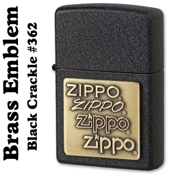 ZIPPO/Zippo Brass Emblem Black Crackle #362ジッポー社#236ブラッククラックルジッポをベースに、ブラス（真鍮しんちゅう）製のジッポエンブレムが貼り付加工されています。            シンプ...