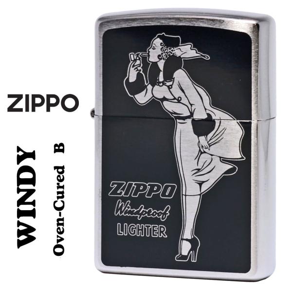 ZIPPO ジッポーライター/人気の「WINDY」デザイン　ウィンディ プリント(Oven-Cured) B オイルライター　P-WINDY-B・長い間ZIPPOファンに愛され続けるWindyをモチーフにしたジッポーライター・表面いっぱいに...
