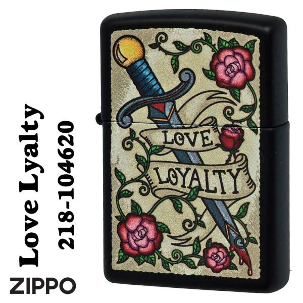 ZIPPO ジッポーライター/Love Loyalty ブラックマット黒 2023モデル Z218-104620剣や美しい花とともにLove Loyaltyの文字がデザインされたZIPPOライター。zippo社定番のブラックマット#218を...