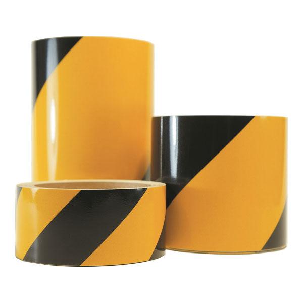 ※送料無料ただし沖縄および各県離島、北海道の一部には別途送料が必要です。メール、電話などでお問い合わせください。反射トラテープ幅４５ｍｍ×長さ１０ｍ１巻注意喚起！反射するため夜間でも安全！安全喚起,注意喚起,仮設資材,標示,トラロール,黄,...