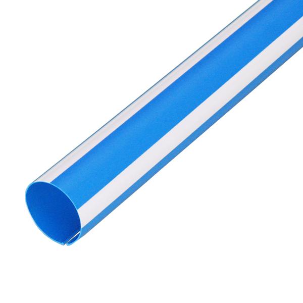 ※送料無料ただし沖縄および各県離島、北海道の一部には別途送料が必要です。メール、電話などでお問い合わせください。単管パイプ 安全標示カバー 『　目立つぞ　』ブルー×白長さ９００mm　内径４８．６Φ　５０本セット （日大工業） 耐候性PVC,...