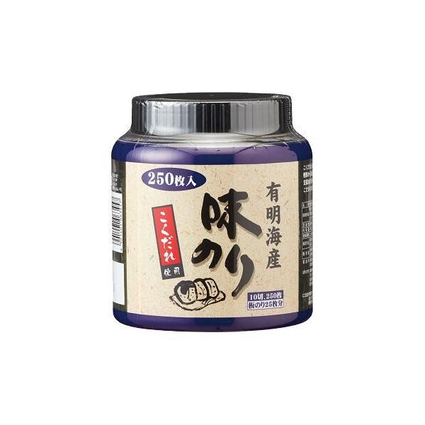 有明海産海苔を使用した250枚入り大容量タイプの味のりです。干し海老、鰹節から抽出した天然だしと醤油をあわせてじっくり煮込んだこだわりのピリ辛だれで味付けました。