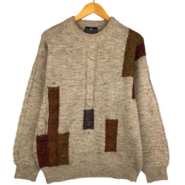 【コンディション】ランク：C【サイズ】着用感：メンズXL表記サイズ：50着丈：62.5cm身幅：62.5cm肩幅：66cm袖丈：47.5cm【商品詳細】商品名：古着 90年代 FIUME 総柄 ケーブル編み カラーネップ アルパカ混 モック...