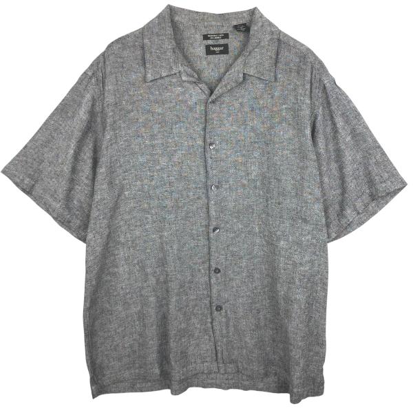 【コンディション】ランク：C【サイズ】着用感：メンズXL表記サイズ：XL/TG着丈：77.5cm身幅：59.5cm肩幅：53cm袖丈：27cm【商品詳細】商品名：古着 ハガー haggar. 半袖 オープンカラー レーヨン×リネンシャツ ボ...