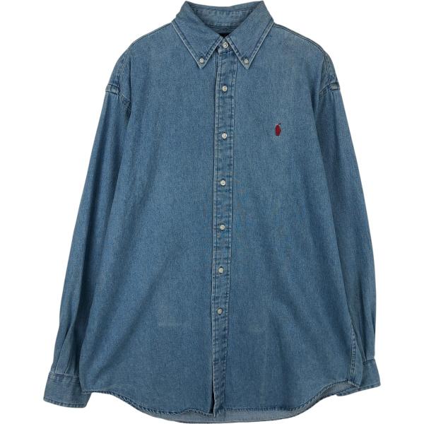 【コンディション】ランク：C【サイズ】着用感：メンズM表記サイズ：M着丈：83.5cm身幅：63cm肩幅：52.5cm袖丈：65.5cm【商品詳細】商品名：古着 ラルフローレン Ralph Lauren BLAIRE 長袖 ボタンダウンデニ...