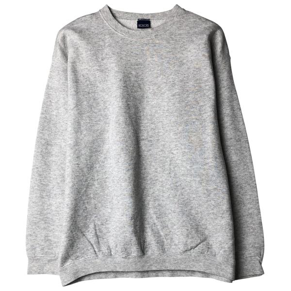 【コンディション】ランク：C【サイズ】着用感：メンズL表記サイズ：Large着丈：68.5cm身幅：54.5cm肩幅：55.5cm袖丈：56.5cm【商品詳細】商品名：古着 90年代 HONORS 無地 ブランクスウェットシャツ トレーナー...