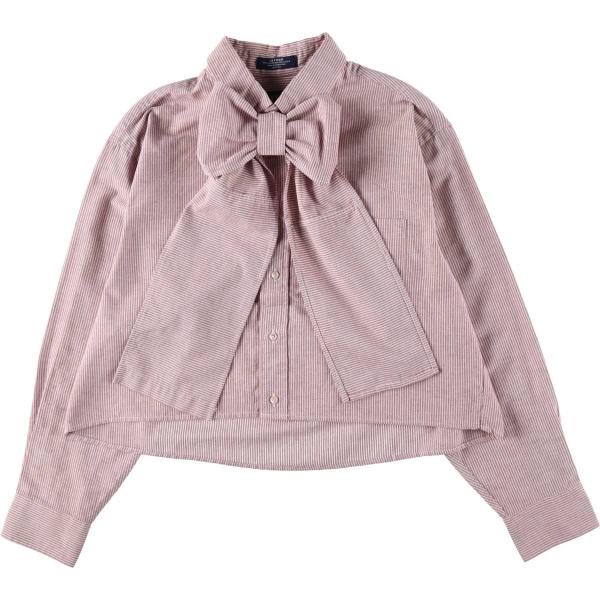 【コンディション】ランク：B【サイズ】着用感：レディースXL表記サイズ：17-32/33着丈：54.5cm身幅：62.5cm肩幅：50cm袖丈：57cm【商品詳細】商品名：古着 Eluluオリジナルリメイク ビッグリボンシャツ 長袖 ボタン...