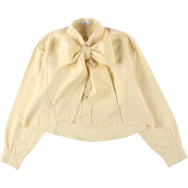 【コンディション】ランク：C【サイズ】着用感：レディースXL表記サイズ：17-34着丈：55.5cm身幅：63.5cm肩幅：49cm袖丈：60.5cm【商品詳細】商品名：古着 Eluluオリジナルリメイク ビッグリボンシャツ 長袖 ボタンダ...