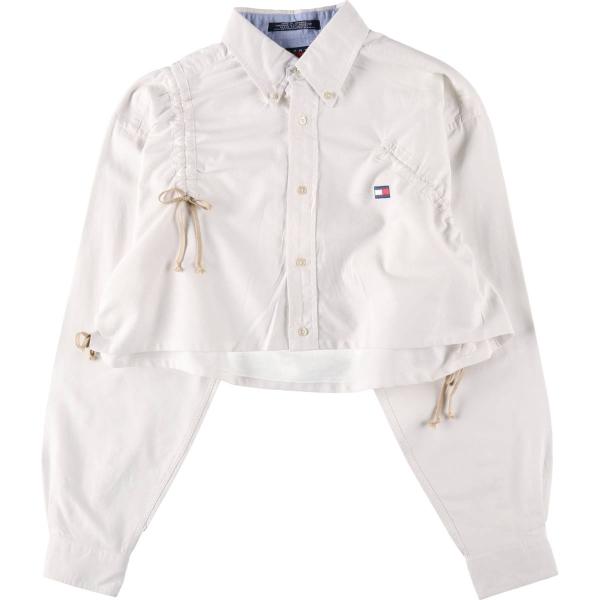 【コンディション】ランク：C【サイズ】着用感：レディースM表記サイズ：M着丈：45cm身幅：63cm肩幅：54cm袖丈：62cm【商品詳細】商品名：古着 90年代 Eluluオリジナルリメイク アシンメトリーギャザーシャツ 長袖 ボタンダウ...