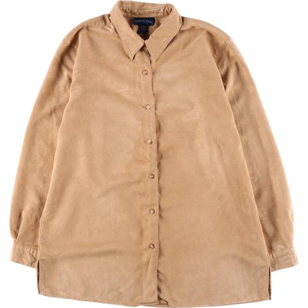 【コンディション】ランク：C【サイズ】着用感：レディースXL表記サイズ：XL着丈：76cm身幅：58.5cm肩幅：47cm袖丈：60cm【商品詳細】商品名：古着 CHARTER CLUB 長袖 フェイクスエードシャツ レディースXL相当 /...