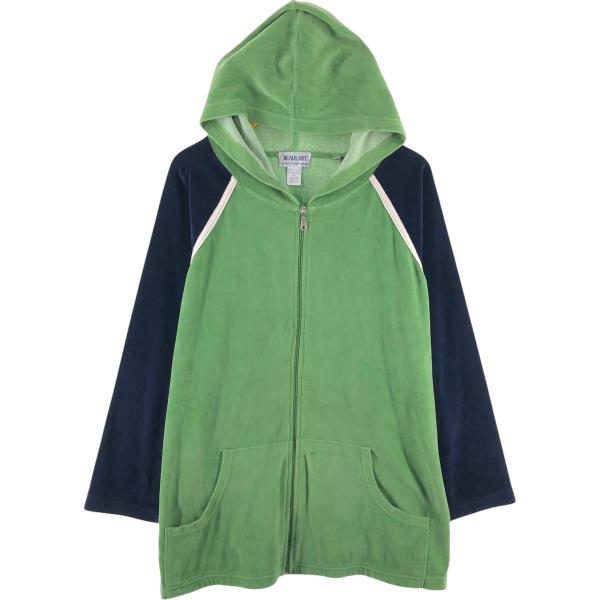 【コンディション】ランク：C【サイズ】着用感：レディースXXXL表記サイズ：3X着丈：70.5cm身幅：68.5cm裄丈：83cm袖丈(脇下計測)：47.5cm【商品詳細】商品名：古着 ビッグサイズ BEAUX ART ベロアパーカー レデ...