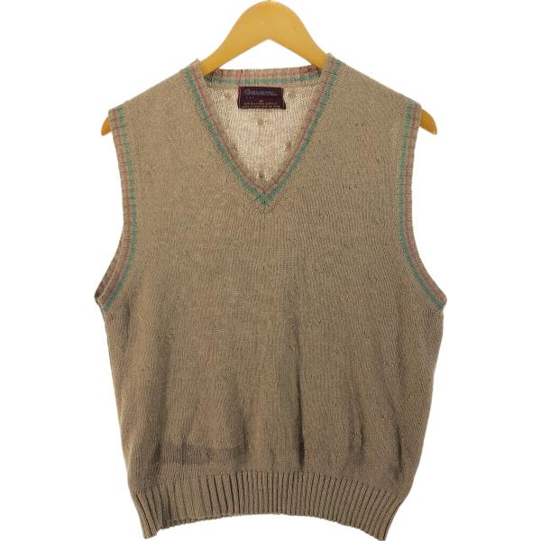 【コンディション】ランク：C【サイズ】着用感：レディースM表記サイズ：M着丈：55.5cm身幅：49.5cm肩幅：39.5cm【商品詳細】商品名：古着 Generra Vネック シルク×アクリル ニットベスト レディースM相当 /eaa52...