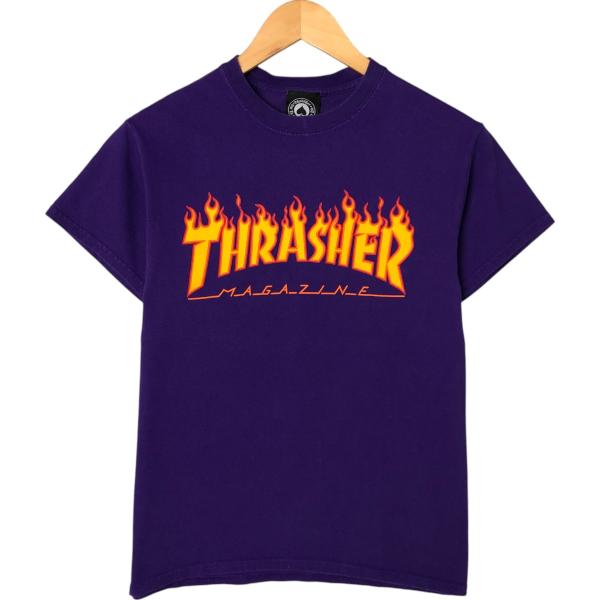 【コンディション】ランク：B【サイズ】着用感：レディースS表記サイズ：S着丈：60cm身幅：43.5cm肩幅：40cm袖丈：14.5cm【商品詳細】商品名：古着 スラッシャー THRASHER ロゴプリントTシャツ レディースS相当 /ea...