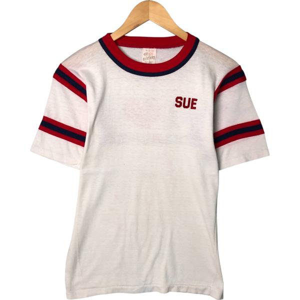 【コンディション】ランク：C【サイズ】着用感：レディースM表記サイズ：M着丈：62.5cm身幅：47cm肩幅：45cm袖丈：22cm【商品詳細】商品名：古着 80年代 BANTAMS バックプリント プリントTシャツ レディースM相当 ヴィ...