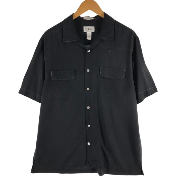 【コンディション】ランク：C【サイズ】着用感：メンズL表記サイズ：L着丈：77cm身幅：60.5cm肩幅：51cm袖丈：27cm【商品詳細】商品名：古着 ALFANI 半袖 オープンカラー シルクシャツ ボックスシャツ メンズL相当 /ea...