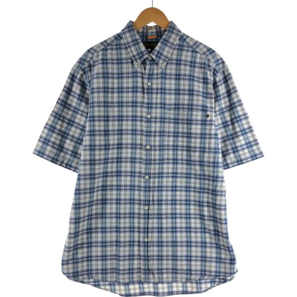 【コンディション】ランク：C【サイズ】着用感：メンズXL表記サイズ：XL着丈：86cm身幅：64cm肩幅：54cm袖丈：31cm【商品詳細】商品名：古着 90~00年代 ティンバーランド Timberland 半袖 ボタンダウン チェックシ...