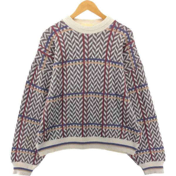 【コンディション】ランク：C【サイズ】着用感：メンズL表記サイズ：L着丈：59cm身幅：61cm肩幅：65cm袖丈：55.5cm【商品詳細】商品名：古着 90年代 セントジョンズベイ ST.JOHN'S BAY 総柄 コットンニットセーター...