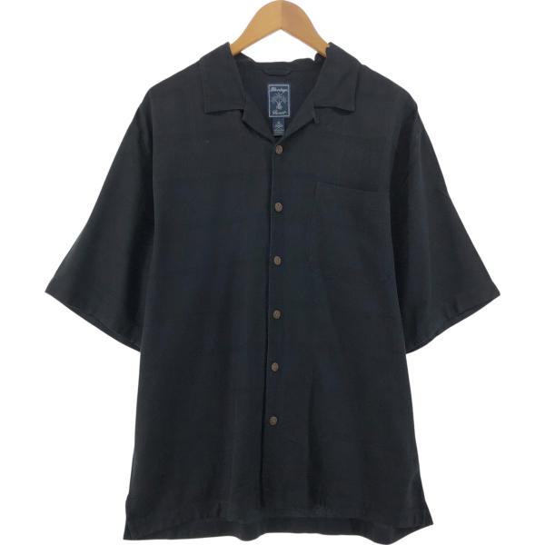 【コンディション】ランク：C【サイズ】着用感：メンズL表記サイズ：M着丈：75.5cm身幅：57cm肩幅：52cm袖丈：29cm【商品詳細】商品名：古着 Montego Resort 総柄 半袖 オープンカラー シルクシャツ ボックスシャツ...