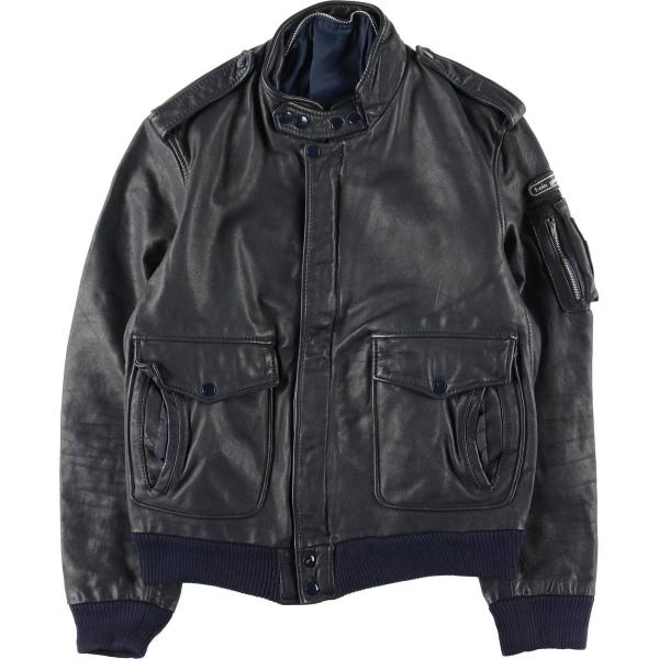 【コンディション】ランク：C【サイズ】着用感：メンズM表記サイズ：54着丈：62cm身幅：52.5cm肩幅：43.5cm袖丈：65.5cm【商品詳細】商品名：古着 ハインゲリック Hein Gericke スタンドカラー レザーブルゾンタイ...