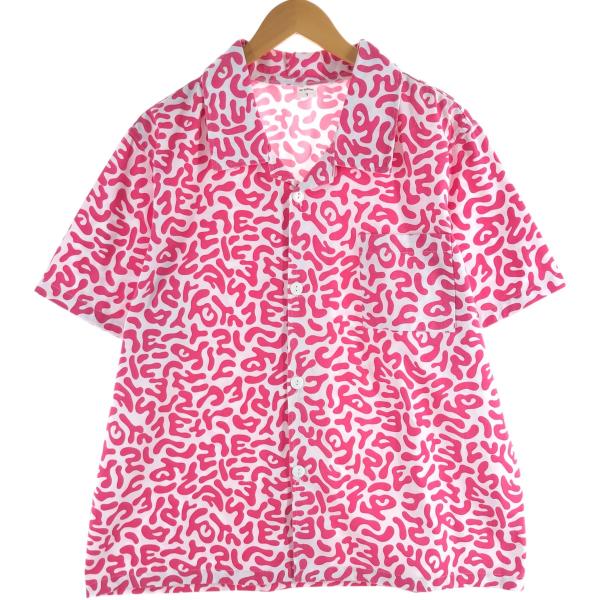 【コンディション】ランク：C【サイズ】着用感：メンズL表記サイズ：不明着丈：69.5cm身幅：61cm肩幅：48.5cm袖丈：24.5cm【商品詳細】商品名：古着 PRONTI 総柄 バクテリアカモ 半袖 オープンカラー ポリシャツ ボック...