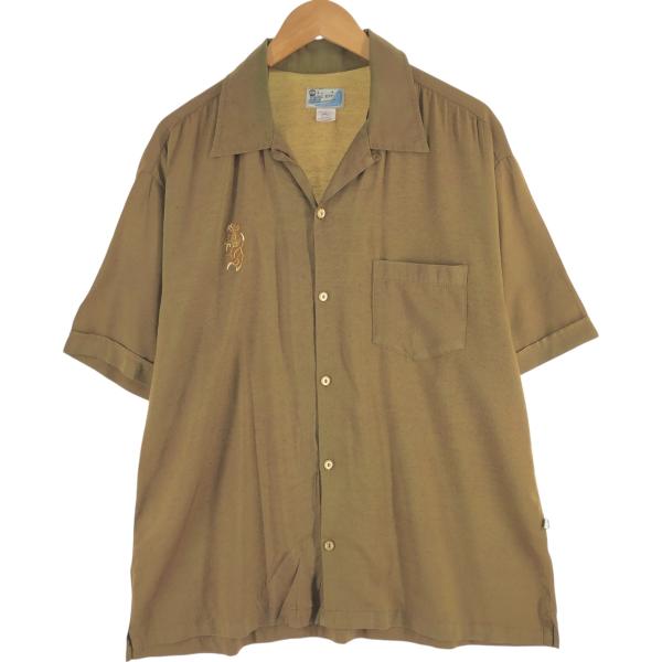 【コンディション】ランク：C【サイズ】着用感：メンズL表記サイズ：LARGE着丈：76cm身幅：61.5cm肩幅：55.5cm袖丈：25cm【商品詳細】商品名：古着 BC ETHIC 半袖 オープンカラー レーヨンシャツ ボックスシャツ U...