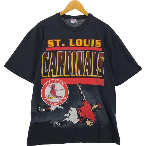 【コンディション】ランク：C【サイズ】着用感：メンズL表記サイズ：L着丈：73cm身幅：54cm肩幅：52.5cm袖丈：23.5cm【商品詳細】商品名：古着 90年代 TEAMWORK MLB ST LOUIS CARDINALS セントル...
