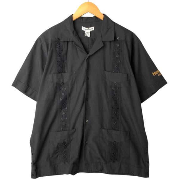 【コンディション】ランク：C【サイズ】着用感：メンズL表記サイズ：L着丈：71cm身幅：62cm肩幅：48cm袖丈：25cm【商品詳細】商品名：古着 Tropical Breeze 半袖 オープンカラー メキシカンシャツ キューバシャツ ボ...