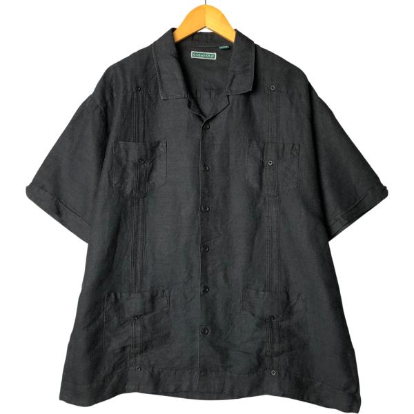 【コンディション】ランク：C【サイズ】着用感：メンズXXL表記サイズ：XXL着丈：76cm身幅：68cm肩幅：53cm袖丈：25.5cm【商品詳細】商品名：古着 CUBAVERA 半袖 オープンカラー メキシカンシャツ キューバシャツ ボッ...