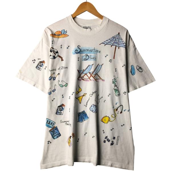 【コンディション】ランク：C【サイズ】着用感：メンズXL表記サイズ：X-LARGE着丈：66cm身幅：56.5cm肩幅：52cm袖丈：21cm【商品詳細】商品名：古着 90年代 REL E VANT PRODUCTS 大判プリント プリント...