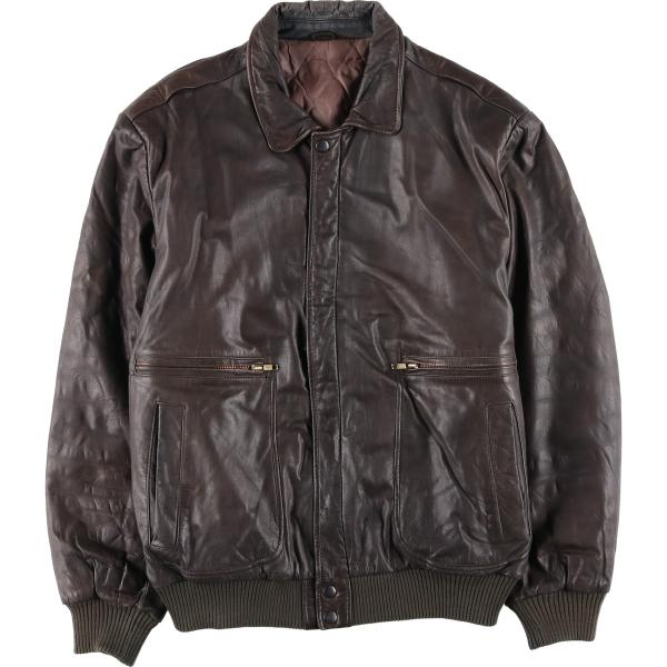 【コンディション】ランク：C【サイズ】着用感：メンズL表記サイズ：不明着丈：63cm身幅：59.5cm肩幅：50cm袖丈：62.5cm【商品詳細】商品名：古着 DINOSAURIO A-2タイプ 中綿入り レザーフライトジャケット メンズL...