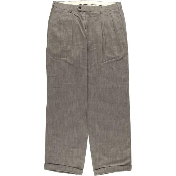 【コンディション】ランク：C【サイズ】着用感：メンズw35表記サイズ：w35ウエスト：90cm股上：35cm股下：79.5cmもも周り：61cm裾周り：48cm【商品詳細】商品名：古着 HAROLD POWELL ストライプ柄 ツータック ...