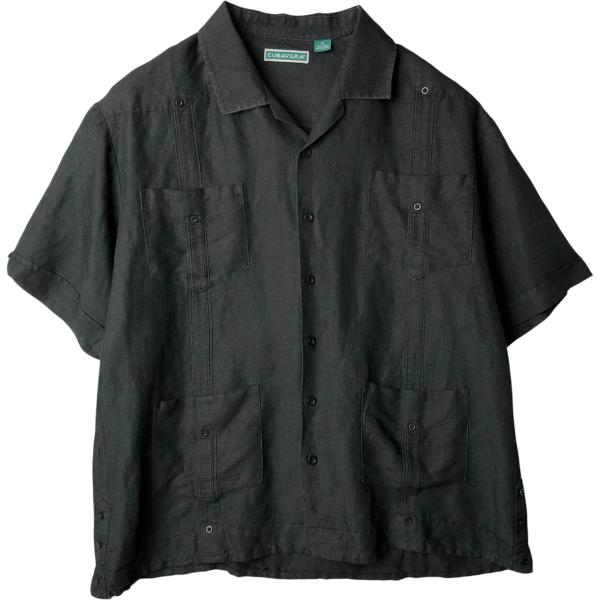 【コンディション】ランク：C【サイズ】着用感：メンズXL表記サイズ：XL着丈：73.5cm身幅：62cm肩幅：49cm袖丈：25.5cm【商品詳細】商品名：古着 CUBAVERA 半袖 オープンカラー メキシカンシャツ キューバシャツ ボッ...