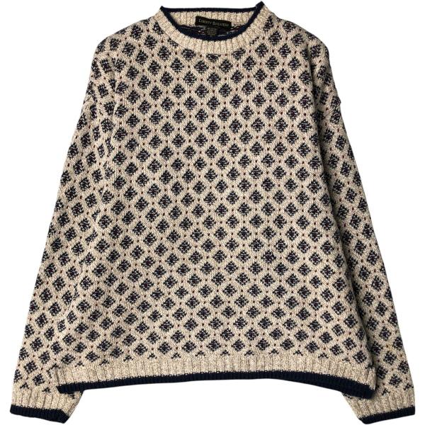 【コンディション】ランク：C【サイズ】着用感：メンズXL表記サイズ：XL着丈：63.5cm身幅：63.5cm肩幅：62.5cm袖丈：58cm【商品詳細】商品名：古着 LIBERTY SWEATERS 総柄 コットンニットセーター USA製 ...