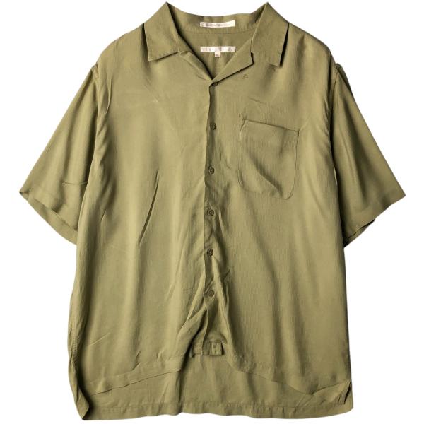 【コンディション】ランク：C【サイズ】着用感：メンズXL表記サイズ：XL着丈：77.5cm身幅：64.5cm肩幅：52.5cm袖丈：27.5cm【商品詳細】商品名：古着 ペリーエリス PERRY ELLIS 半袖 オープンカラー シルクシャ...