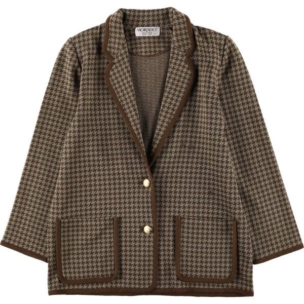 【コンディション】ランク：C【サイズ】着用感：レディースL表記サイズ：L着丈：67.5cm身幅：53.5cm肩幅：39.5cm袖丈：56cmラペル幅：7cm【商品詳細】商品名：古着 MORADO 千鳥格子柄 ウールテーラードジャケット レデ...